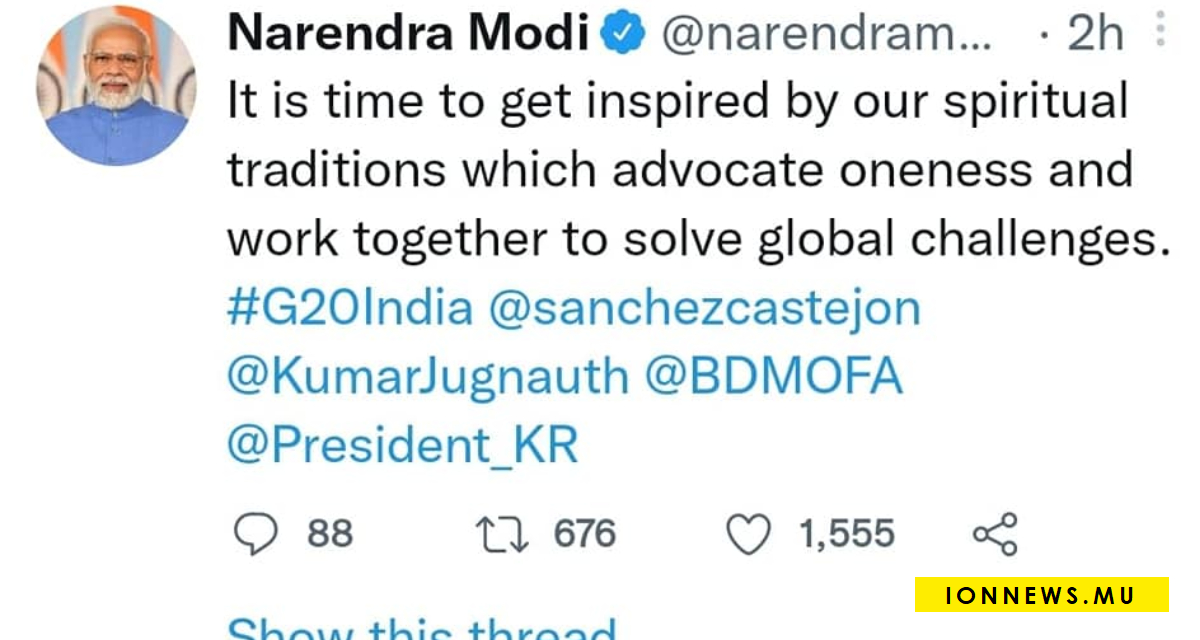 G20: La reponse de Pravind Jugnauth au tweet de Narendra Modi
